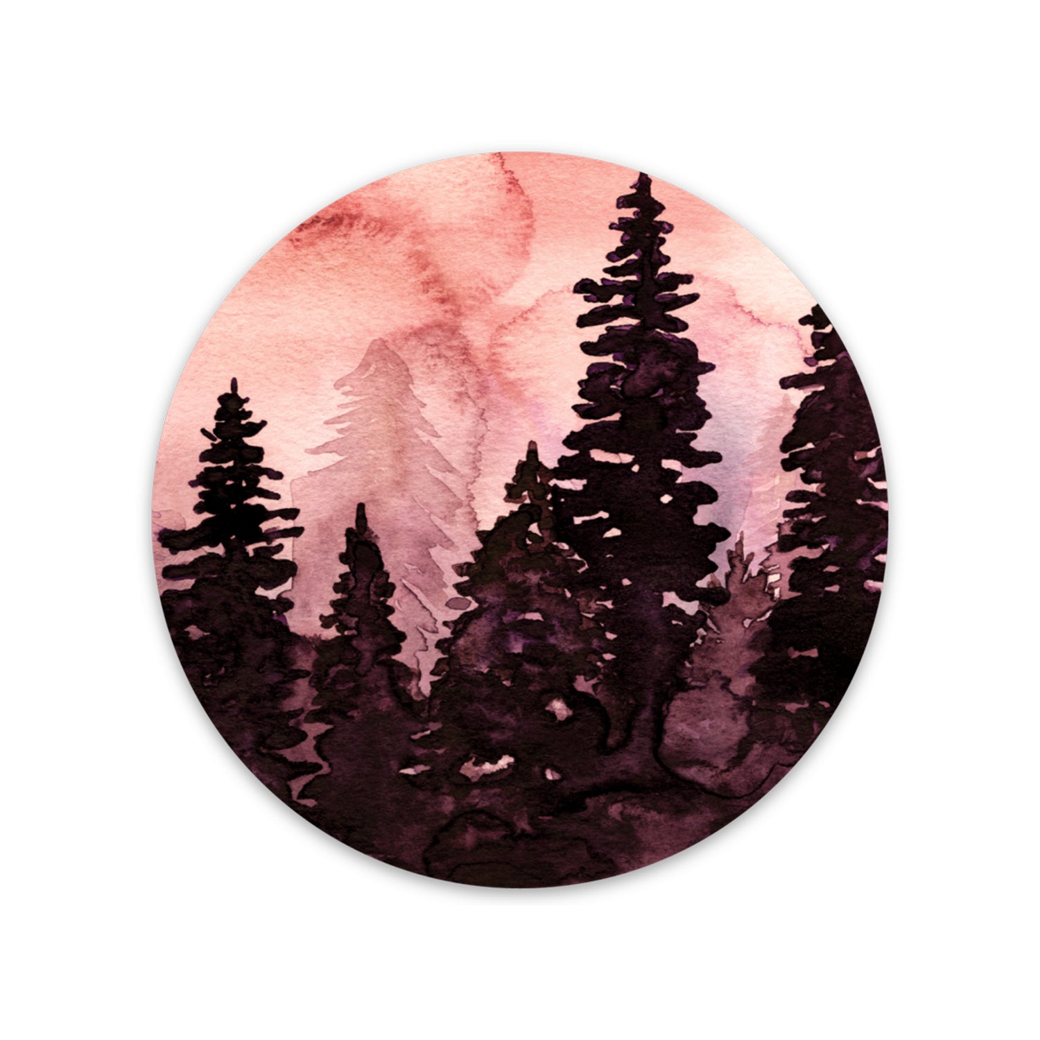Boho Watercolor Forest Vinyl Sticker – Green Artist Designs