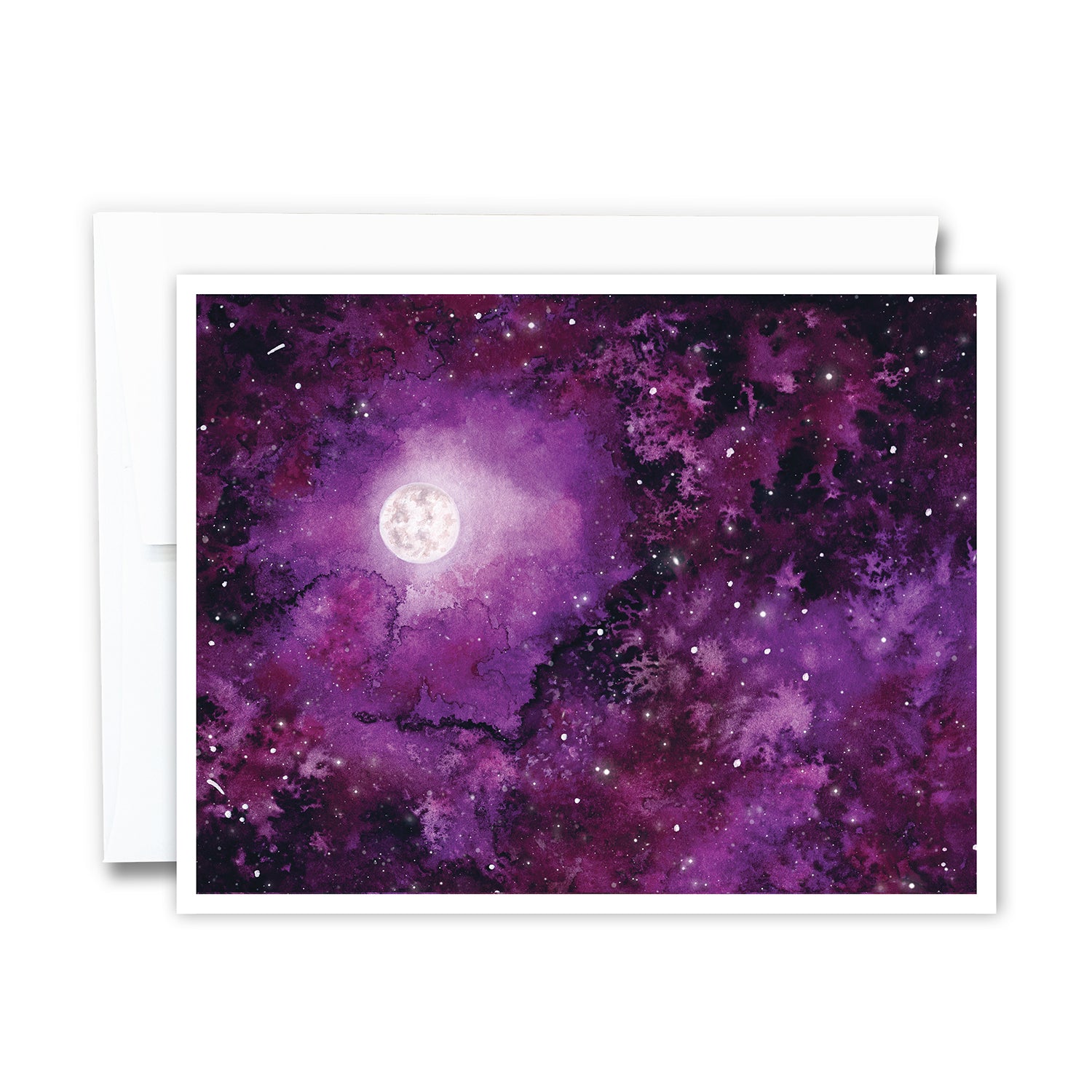 Full Moon Night Sky Greeting Card – Green Artist Designs
