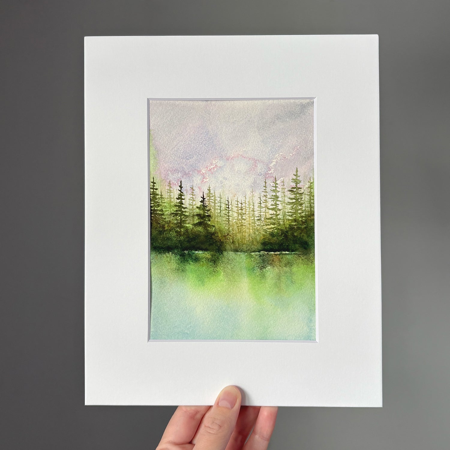 Green Reflection Original Watercolor Painting – Green Artist Designs