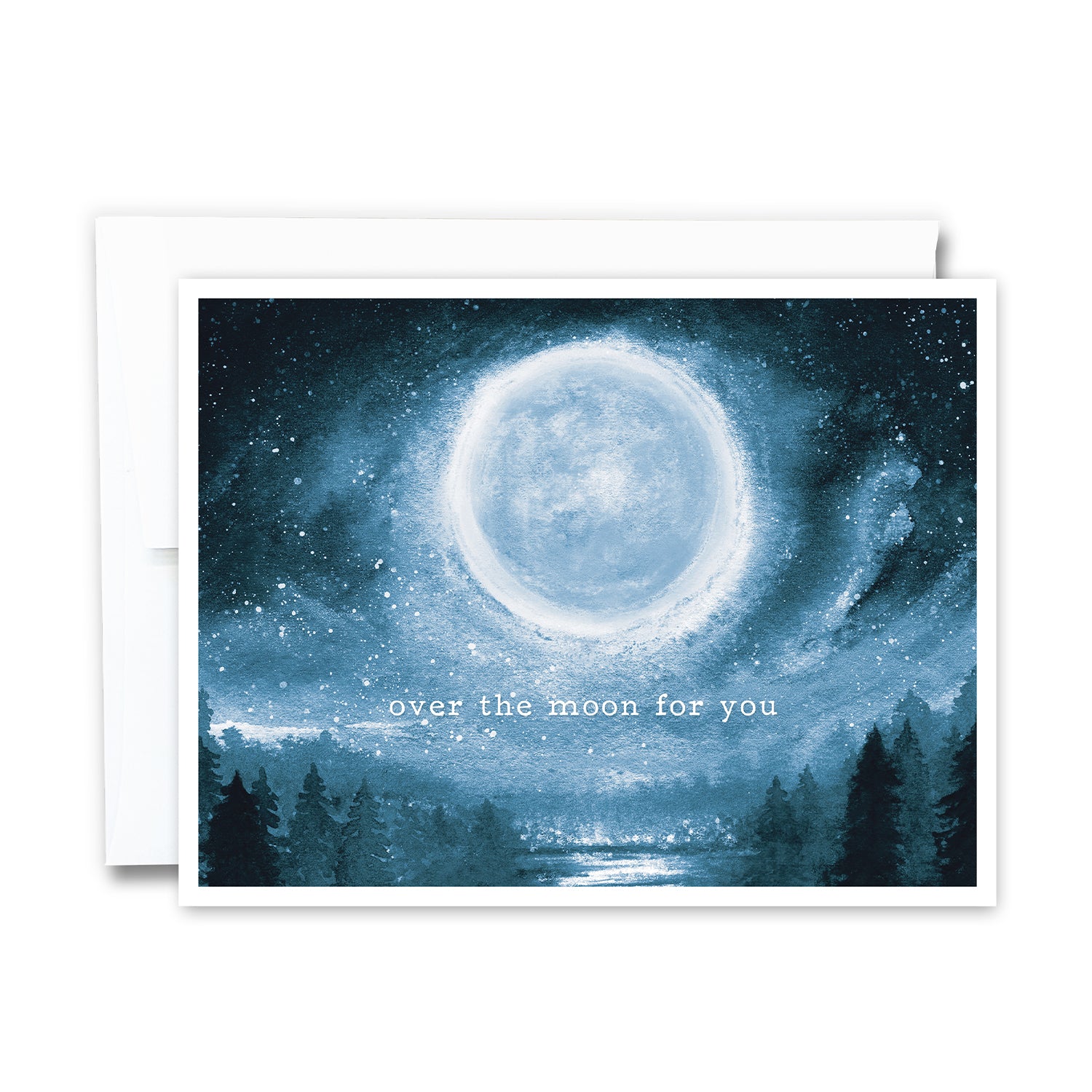 Over The Moon For You Notecard – Green Artist Designs