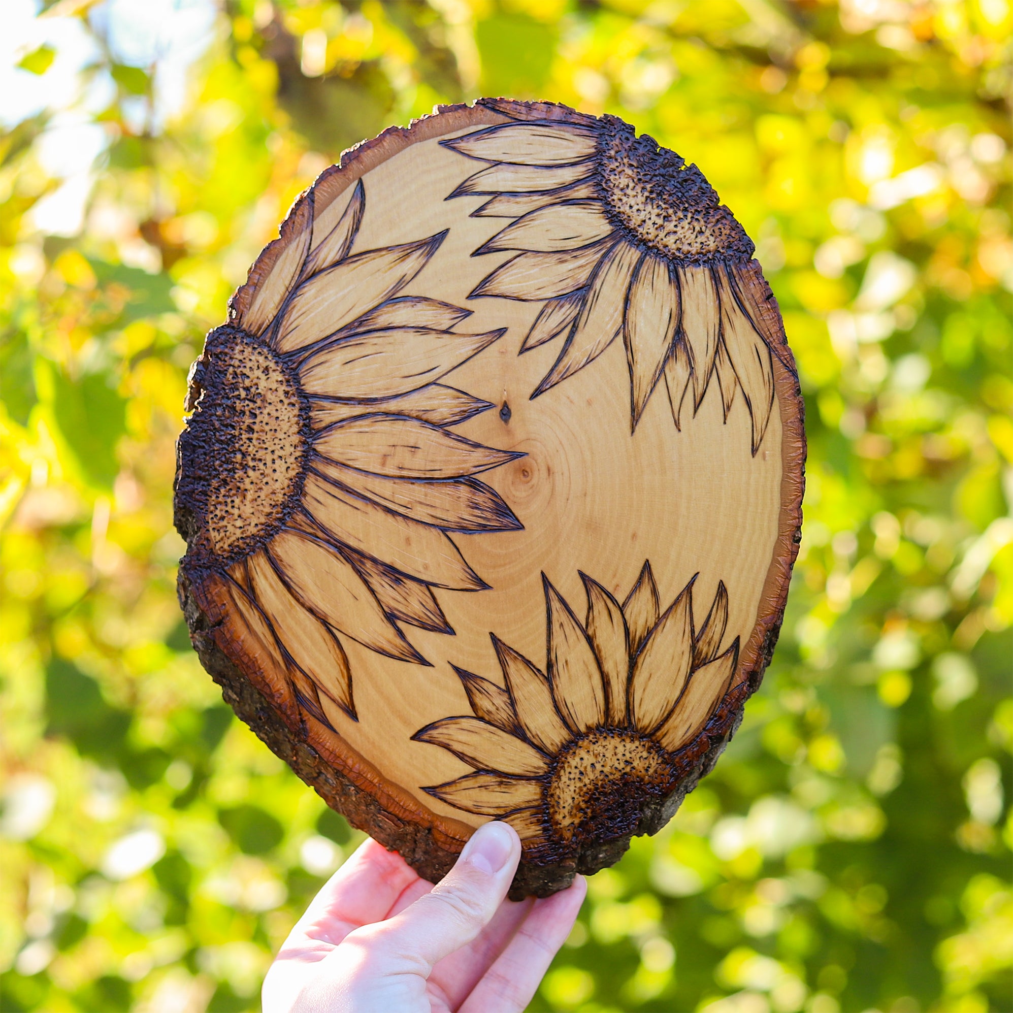 Sunflower Wood Burning – Green Artist Designs