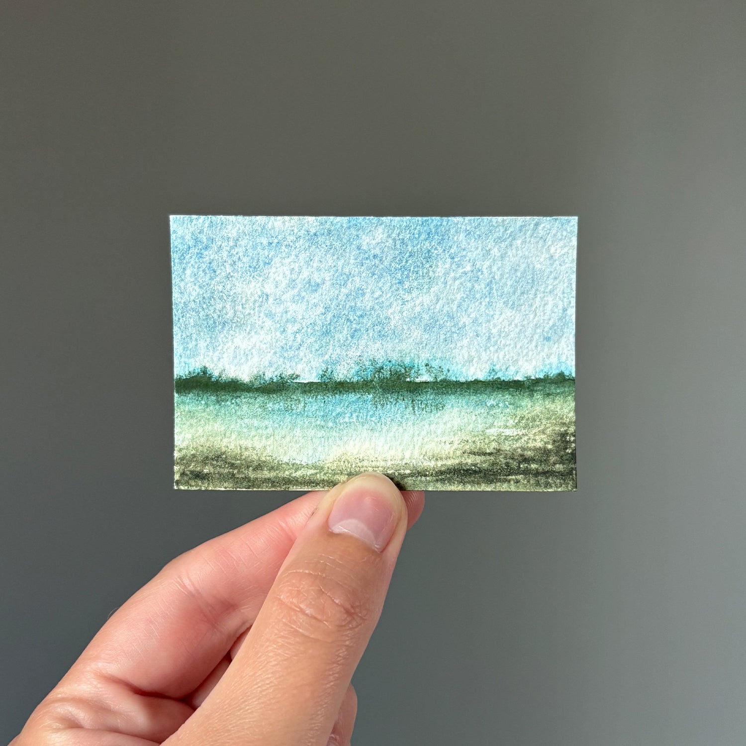 Tiny 2x3" Watercolor Landscape Painting #02 – Green Artist Designs