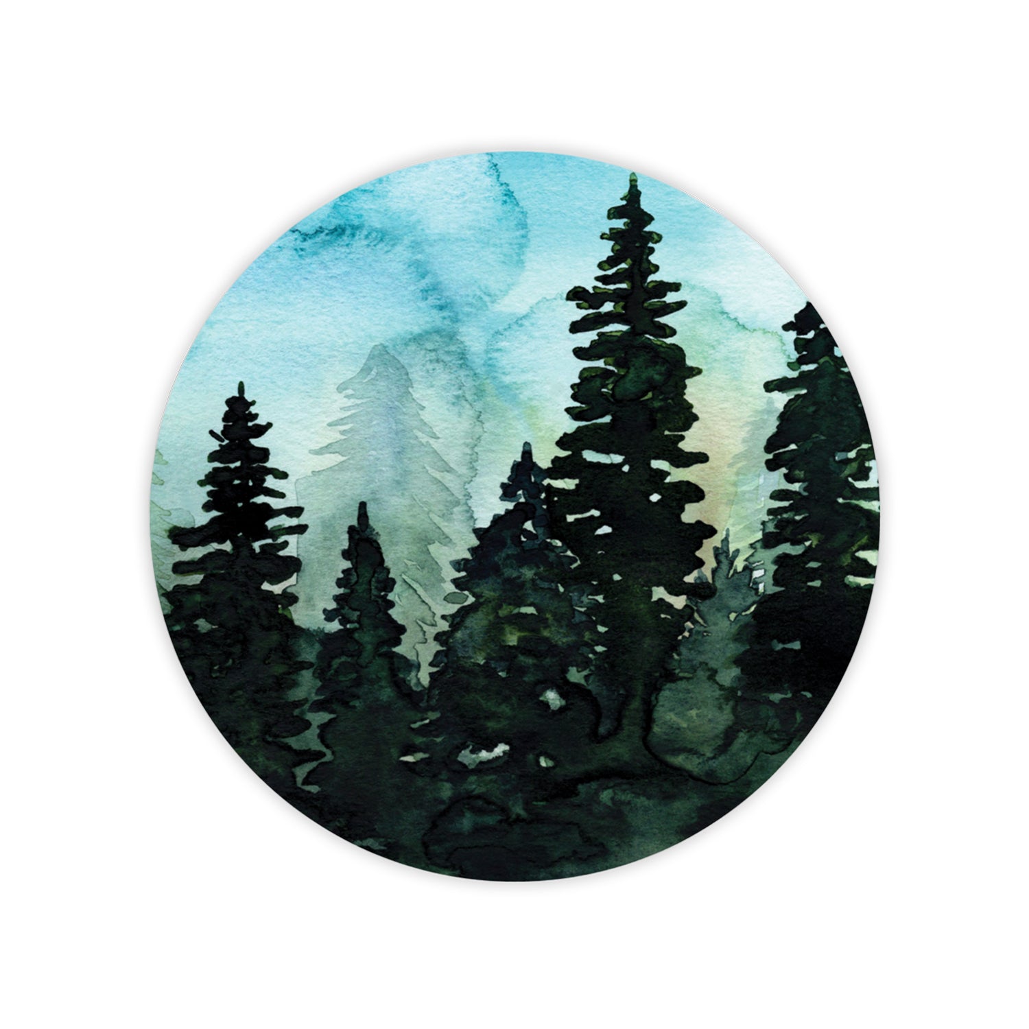 Watercolor Forest Vinyl Sticker – Green Artist Designs